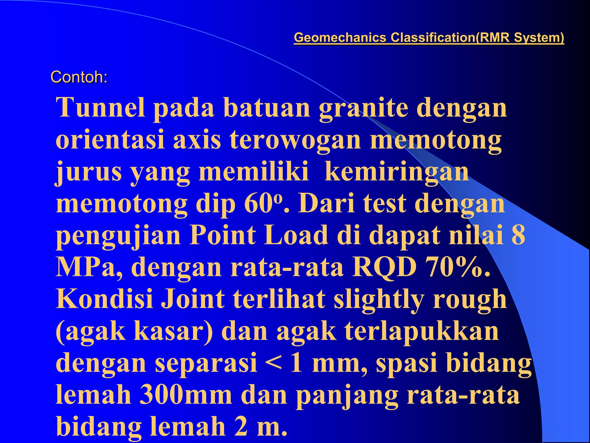 Geomechanics classification RMR system | PPT