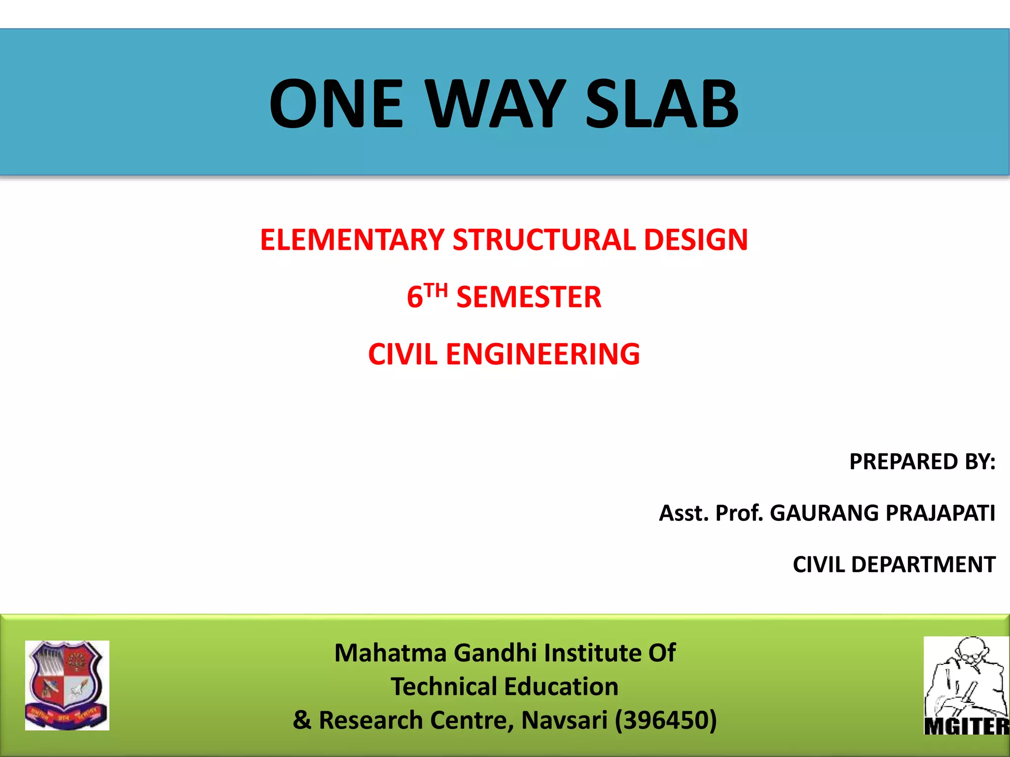 One Way Slabs | PPTX