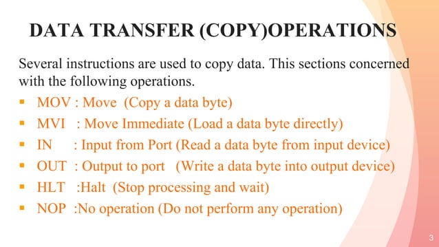8085 DATA TRANSFER INSTRUCTIONS | PPTX | Data Storage and Warehousing | Computing