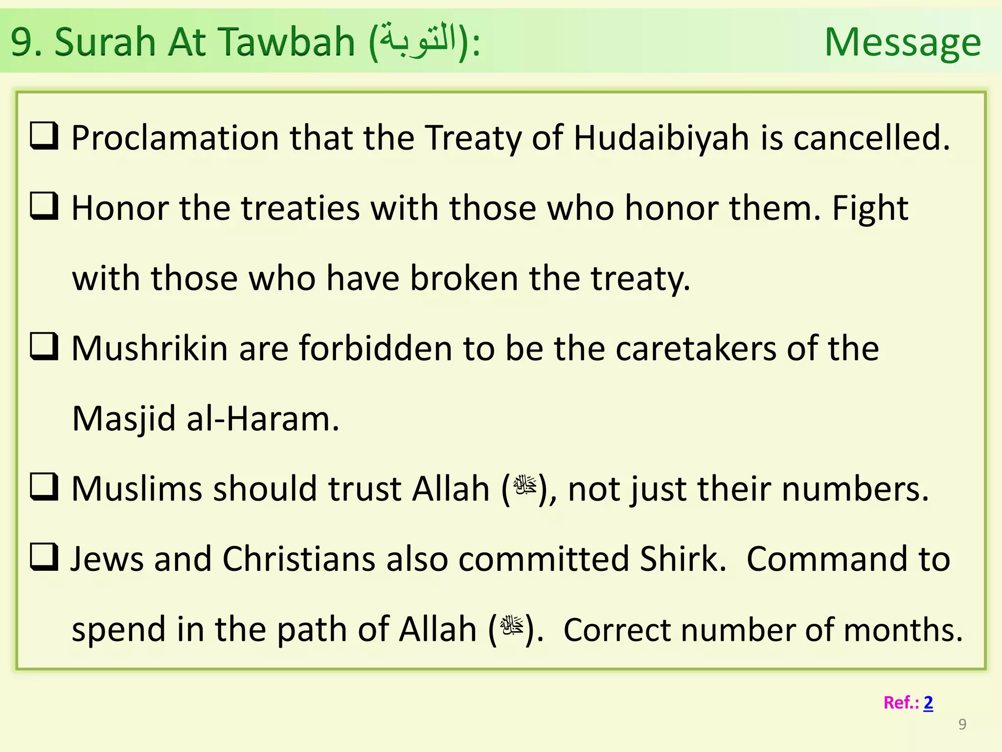 Al Quran (Chapter 9): Surah At Tawbah [The Repentance], Surah Al Baraat ...