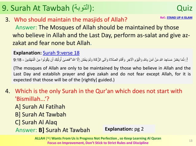 Al Quran (Chapter 9): Surah At Tawbah [The Repentance], Surah Al Baraat ...