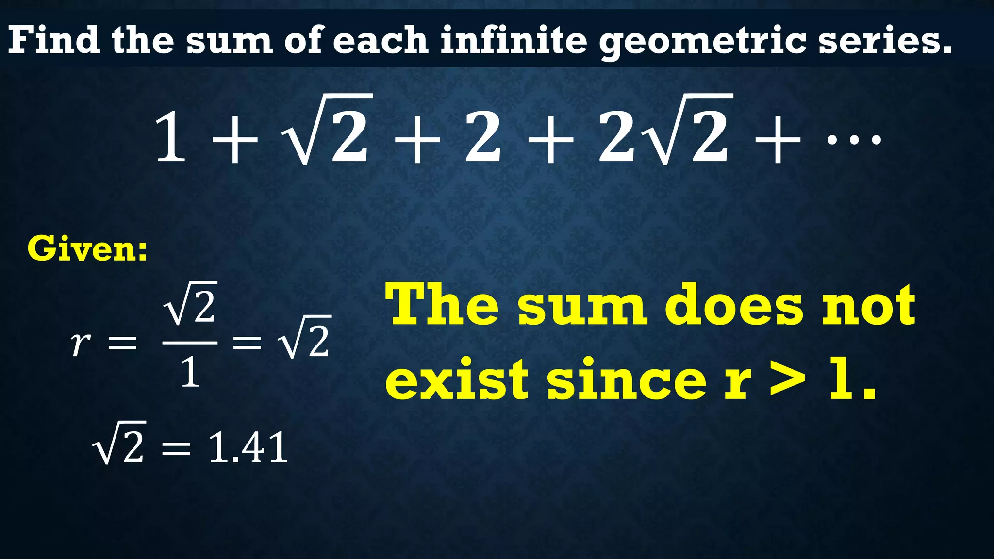 Infinite Geometric Series | PDF
