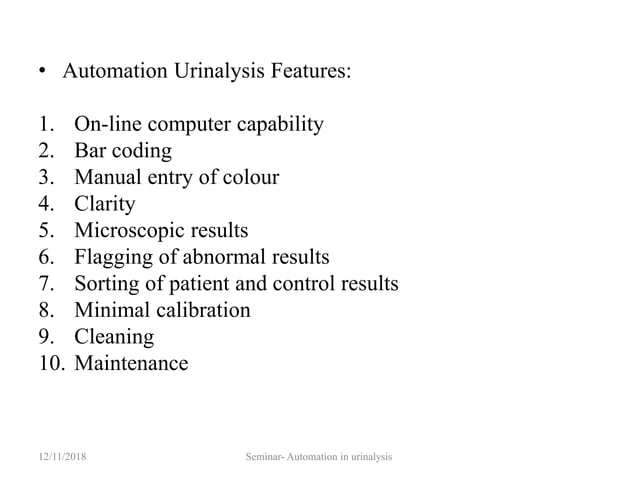 9. automation in urine analysis | PPTX | Chemistry | Science