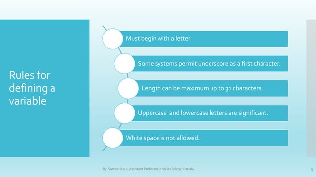 Variables in C | PPTX | Programming Languages | Computing