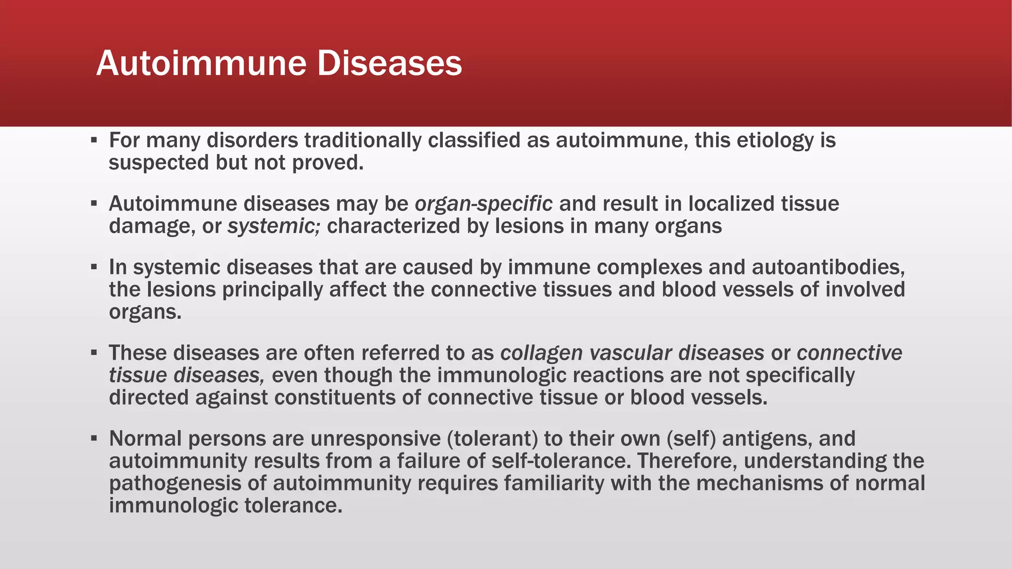 Basic Features of Autoimmune Diseases | PPT
