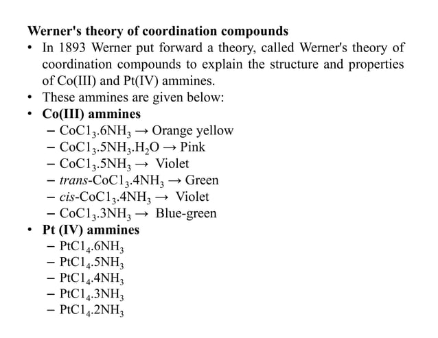 Werner's theory | PDF | Chemistry | Science
