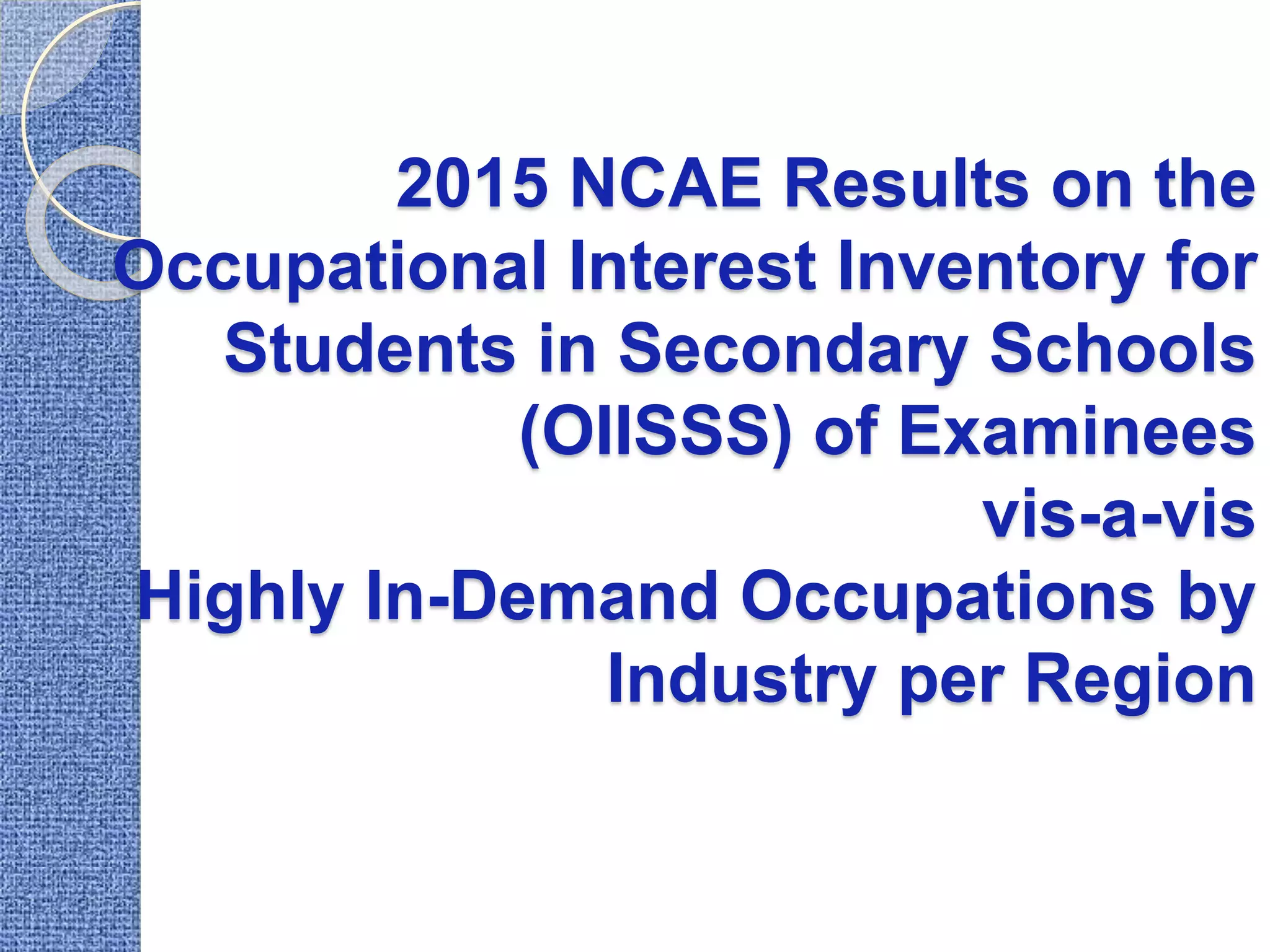 9 2016 ncae results - national career assessment examination | PPTX