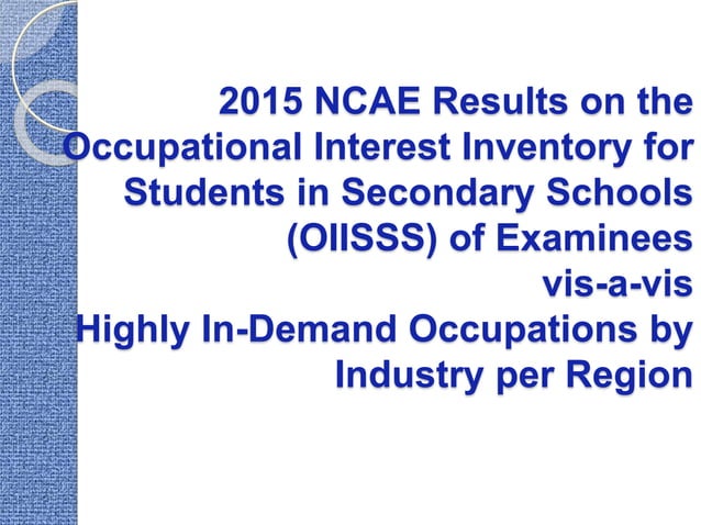 9 2016 ncae results - national career assessment examination | PPTX