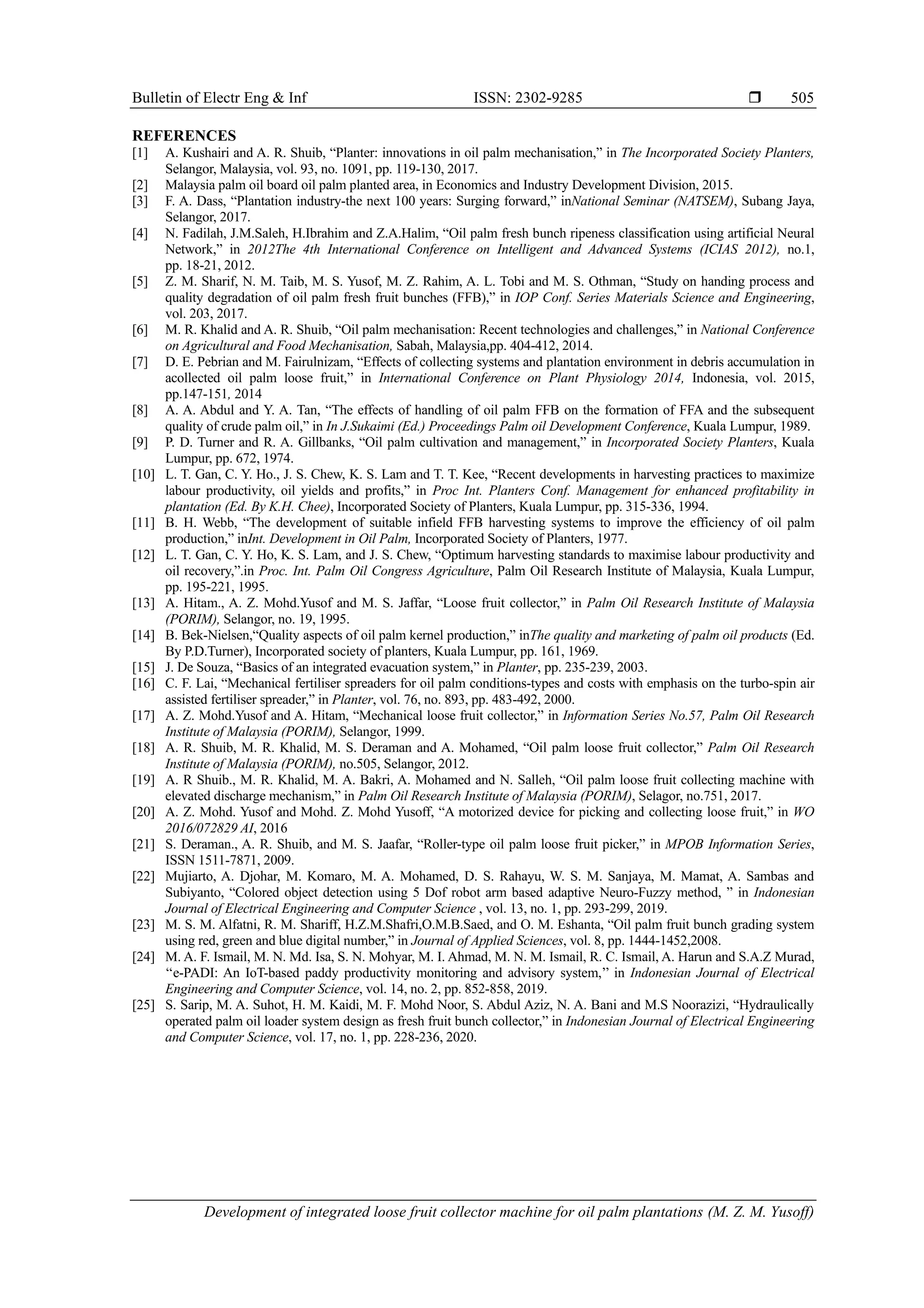 Development of integrated loose fruit collector machine for oil palm plantations | PDF