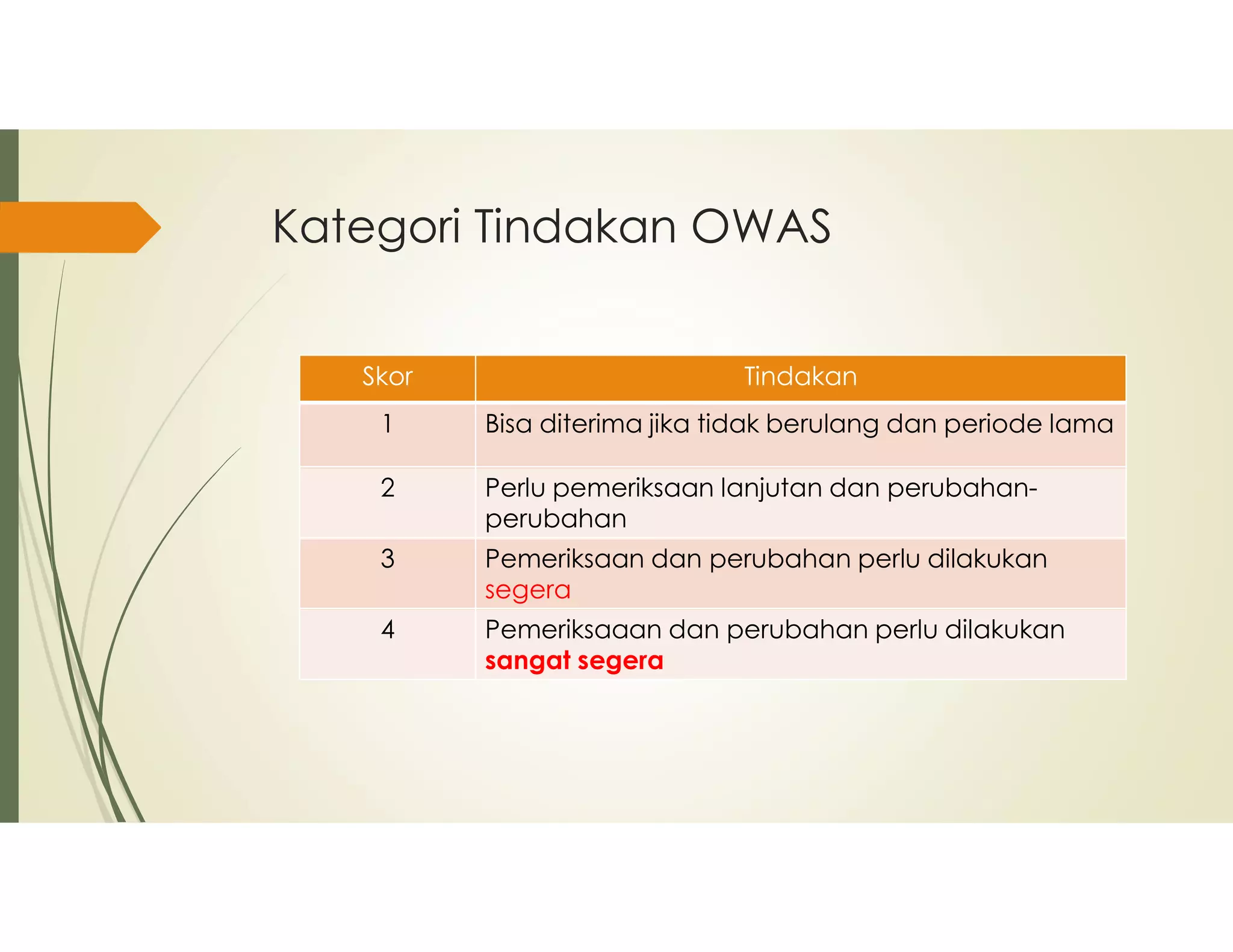 ANALISIS POSTUR KERJA RULA REBA OWAS QEC - ERGONOMI | PDF