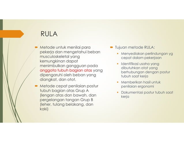 ANALISIS POSTUR KERJA RULA REBA OWAS QEC - ERGONOMI | PDF