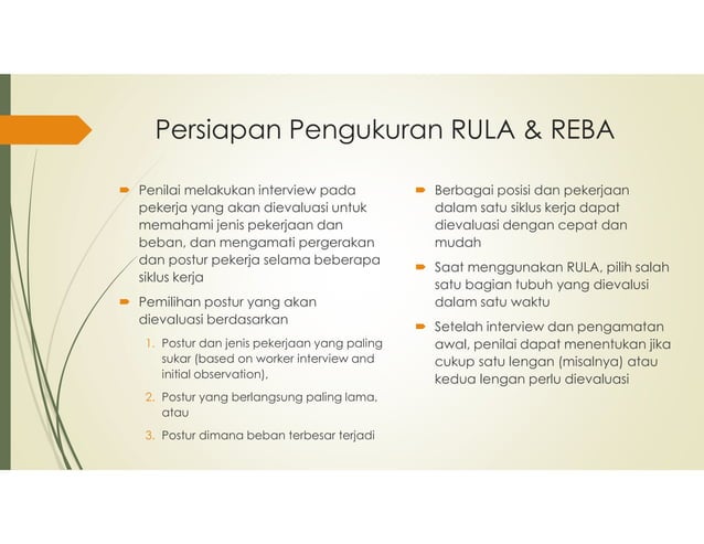 ANALISIS POSTUR KERJA RULA REBA OWAS QEC - ERGONOMI | PDF