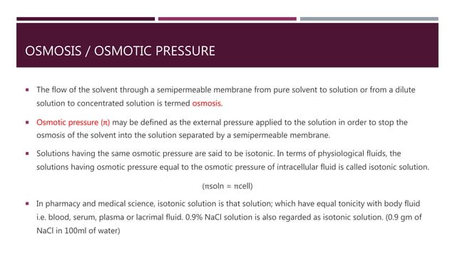 ISOTONICITY | PPTX | Chemistry | Science