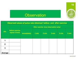 9. effect of exercise on pulse rate | PPTX