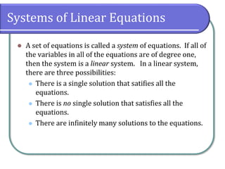 9.1 Systems of Linear Equations | PDF