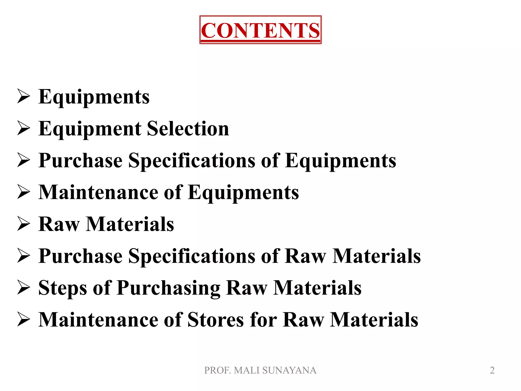 Equipments And Raw Material | PPTX
