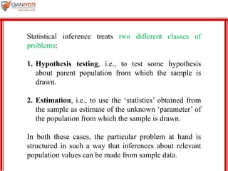 Statistical inference concept, procedure of hypothesis testing | PPT
