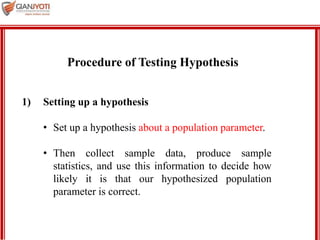 Statistical inference concept, procedure of hypothesis testing | PPT