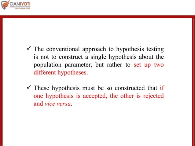 Statistical inference concept, procedure of hypothesis testing | PPT