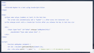 Adding A Dash In jQuery: | PPT