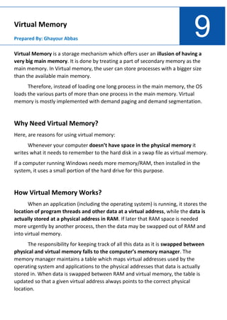 CSI-503 - 9. Virtual Memory | PDF