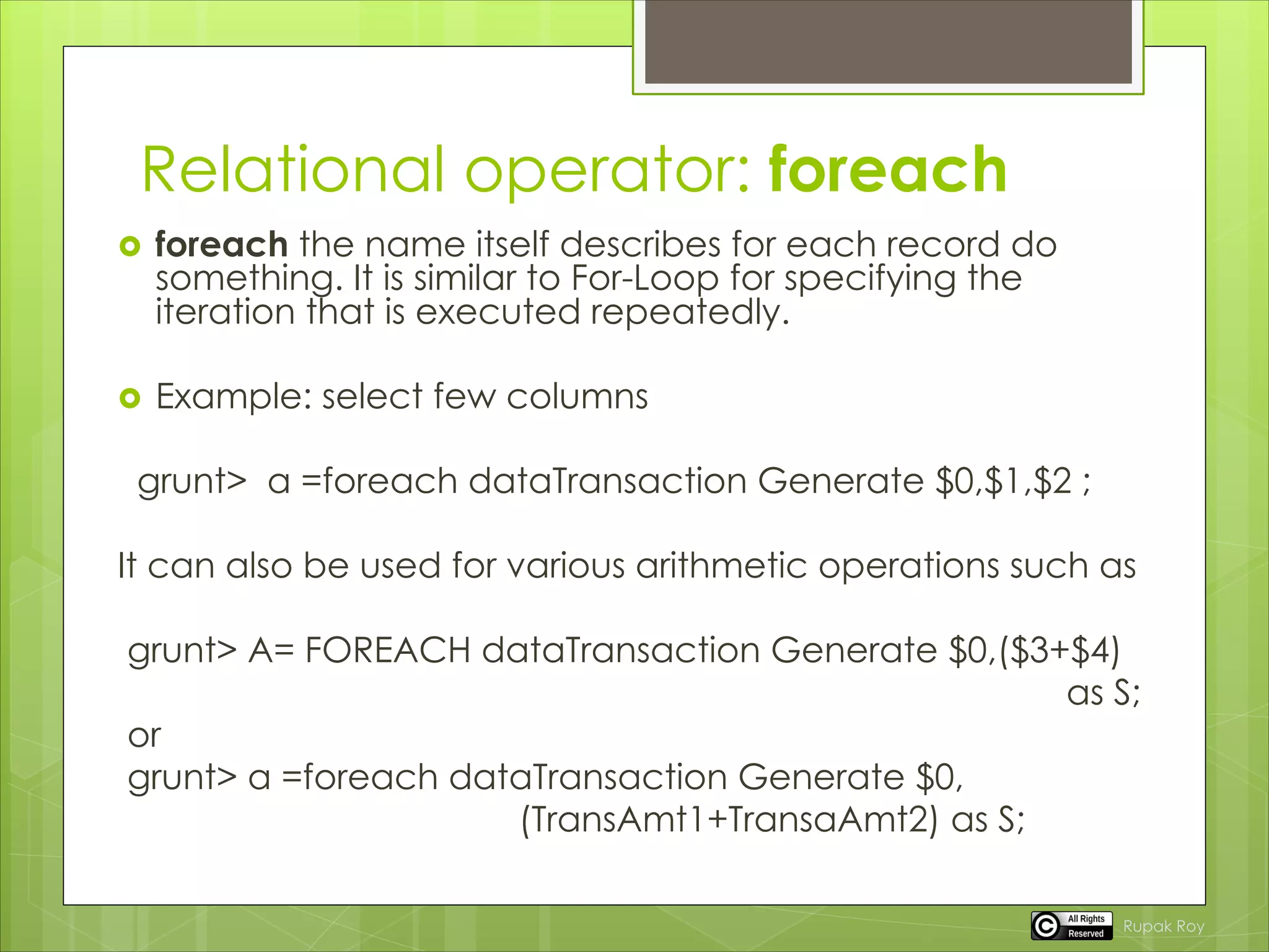 Apache Pig Relational Operators - II | PPT