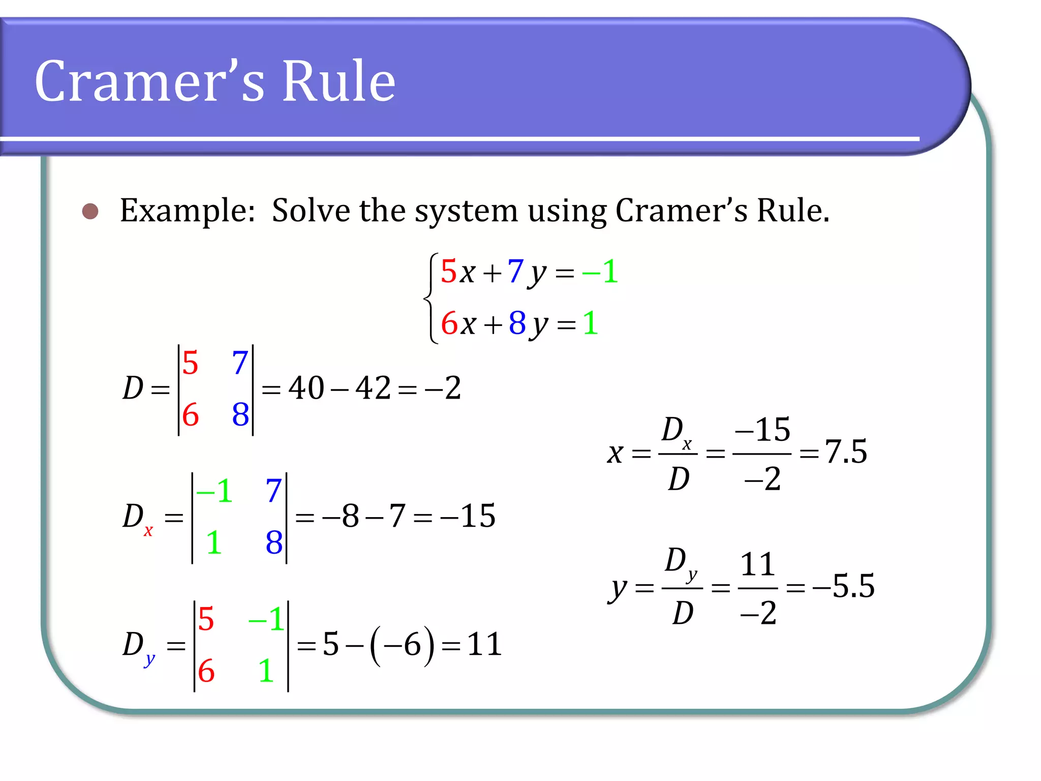 9.4 Cramer's Rule | PDF