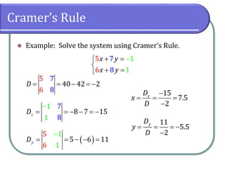 9.4 Cramer's Rule | PPT