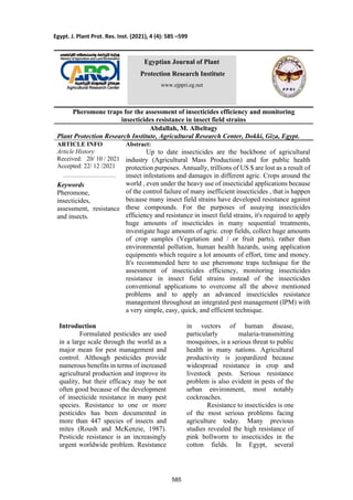 Pheromone traps for the estimating insecticides efficacy | PDF