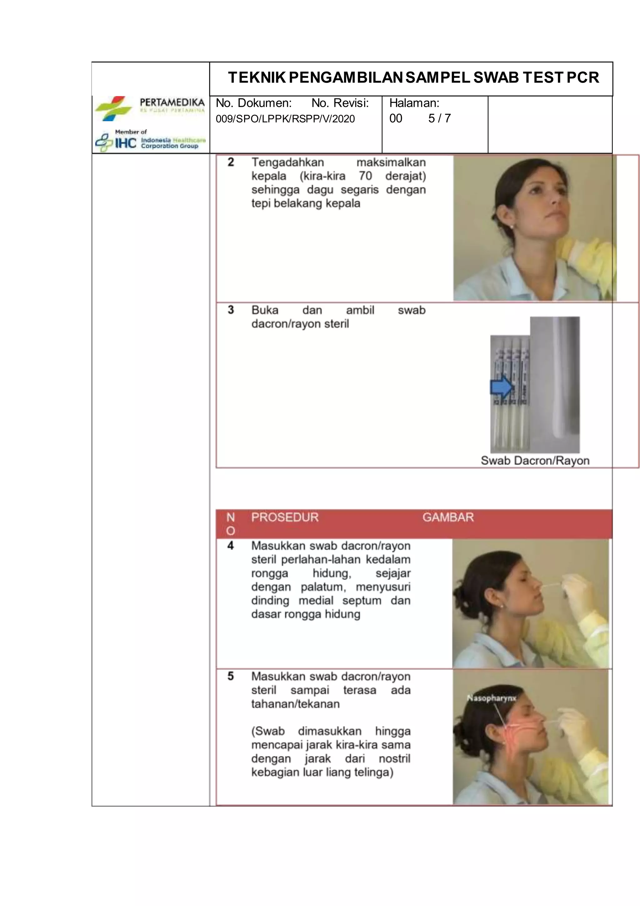9. SOP TEKNIK PENGAMBILAN SAMPEL SWAB PCR.docx