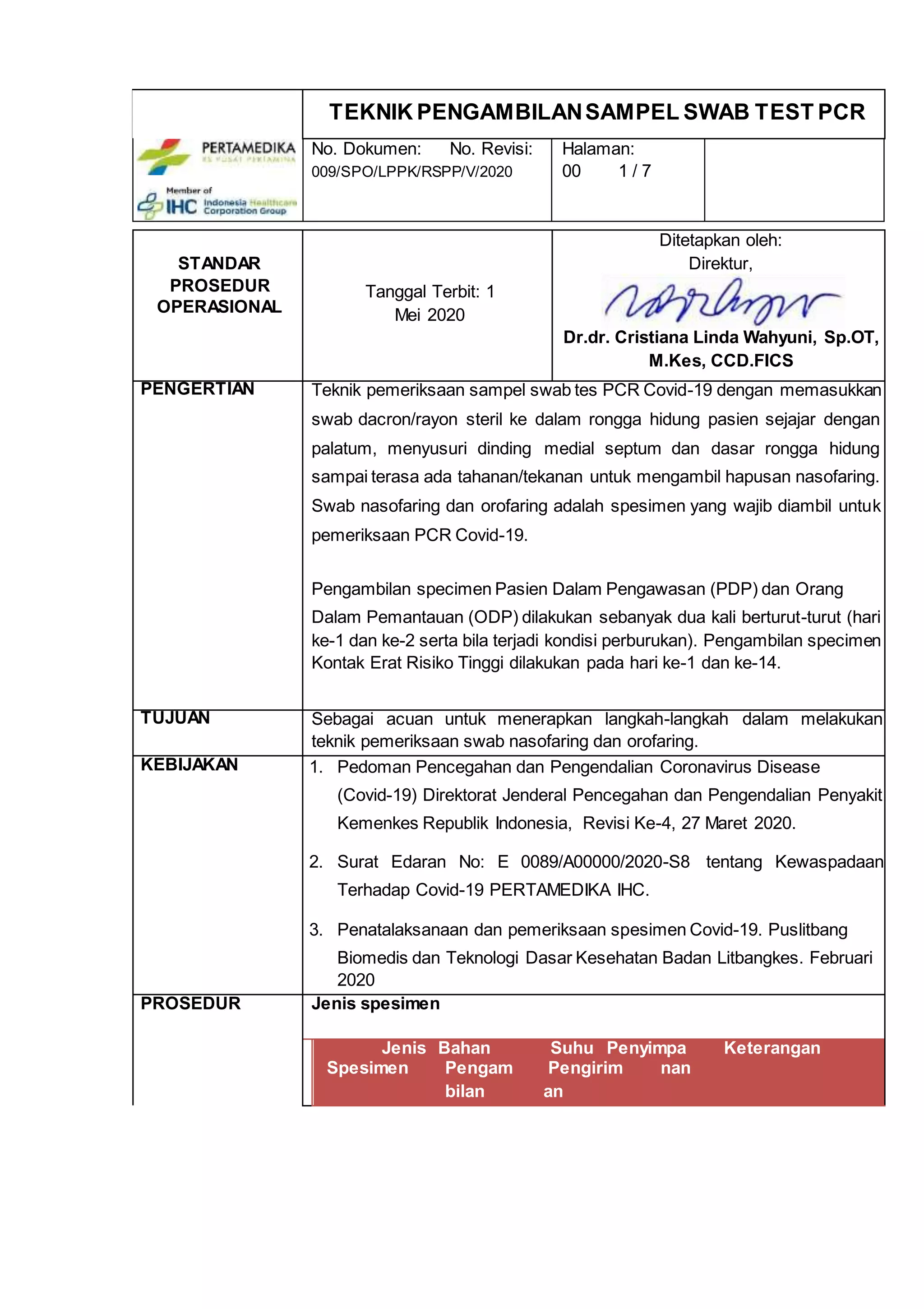 Teknik Pengambilan Sampel Swab Test PCR | PDF