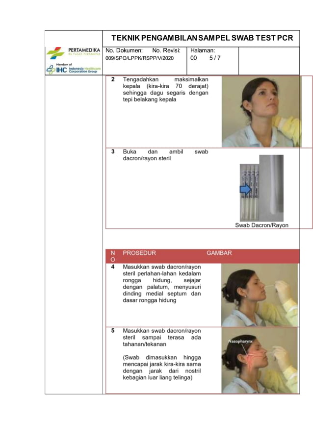 9. SOP TEKNIK PENGAMBILAN SAMPEL SWAB PCR.docx