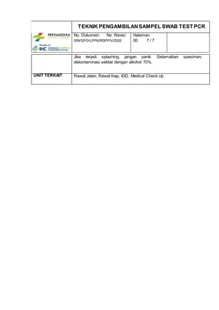 9. SOP TEKNIK PENGAMBILAN SAMPEL SWAB PCR.docx
