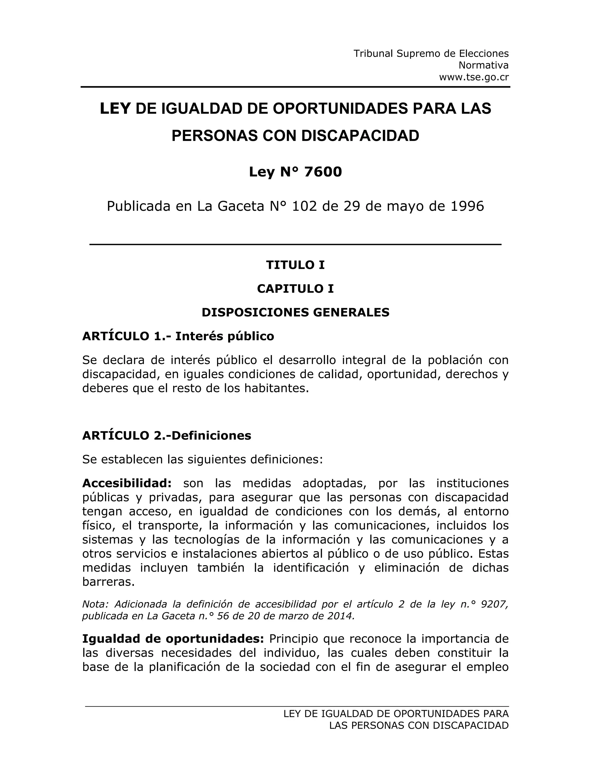 9.1-Ley de Igualdad de Oportunidades para las personas con Discapacidad ...