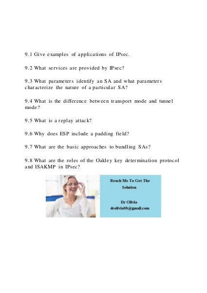 9.1 Give examples of applications of IPsec.9.2 What servic | DOCX