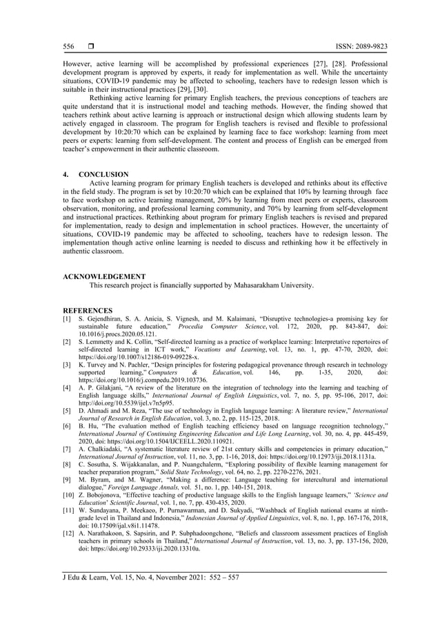 Rethinking active learning program for primary English teachers through connoisseurship ...