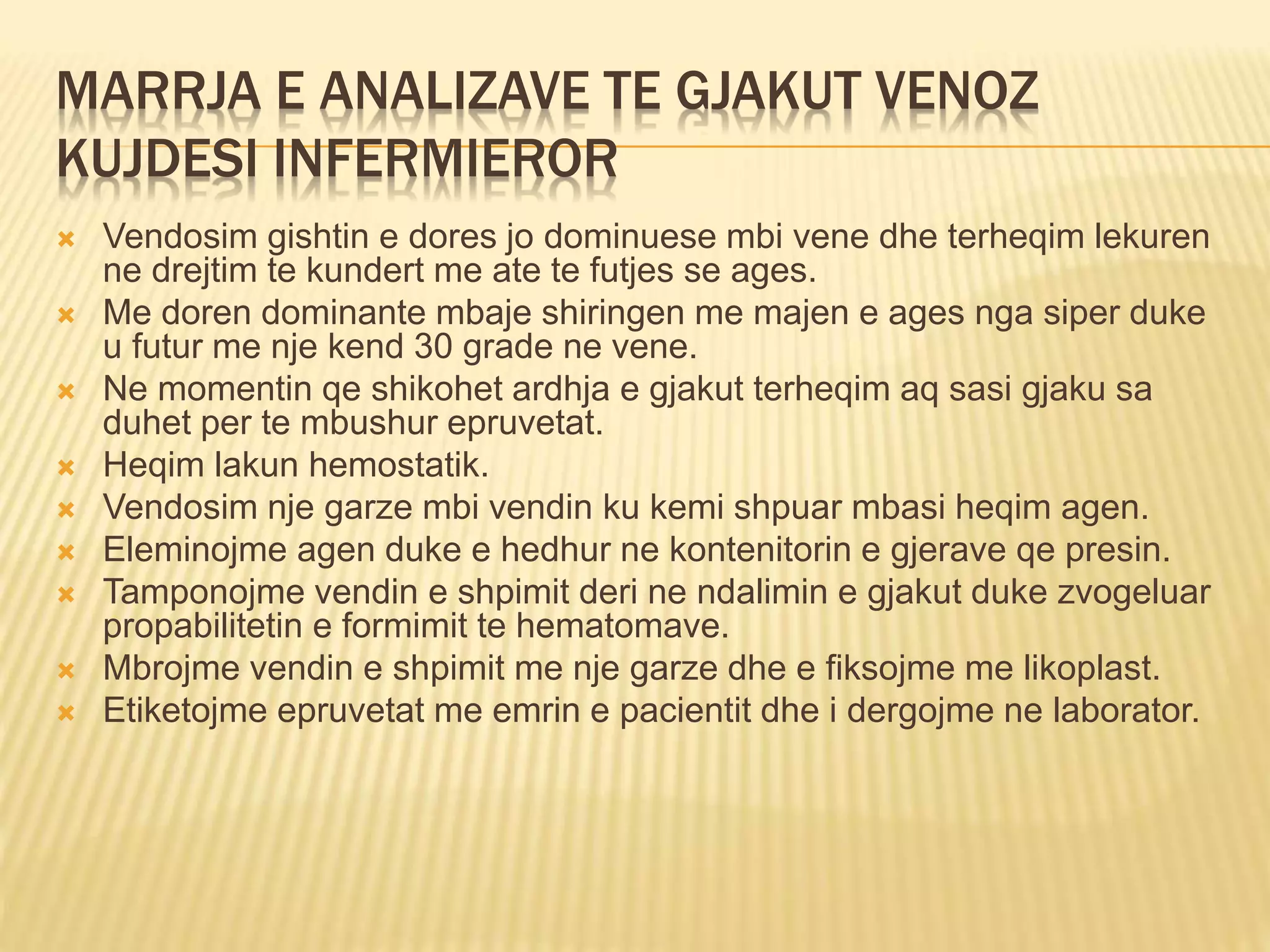 MARRJA E ANALIZAVE TE GJAKUT VENOZ,ARTERIAL DHE KAPILAR.pptx