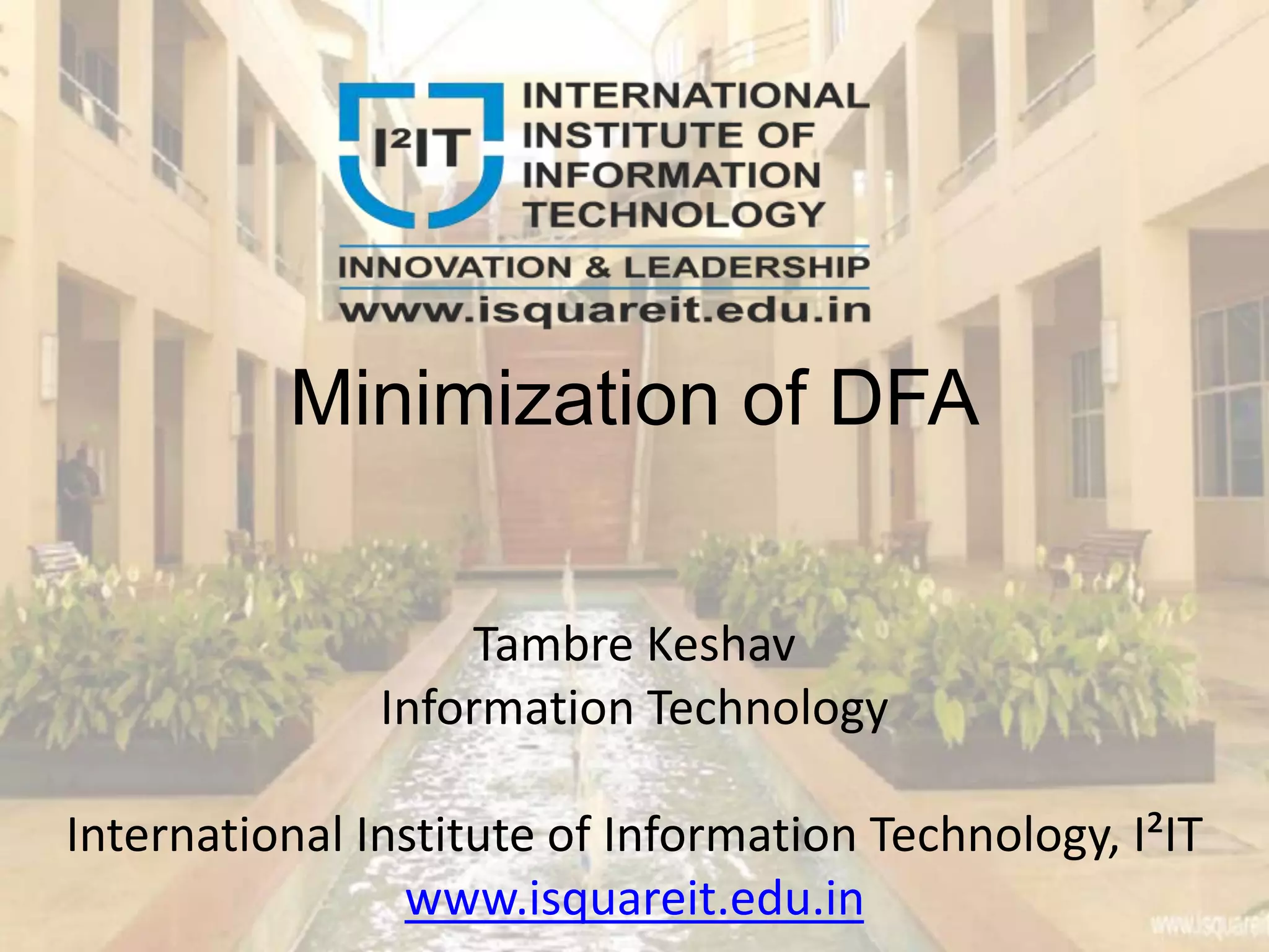 Minimization of DFA | PPTX