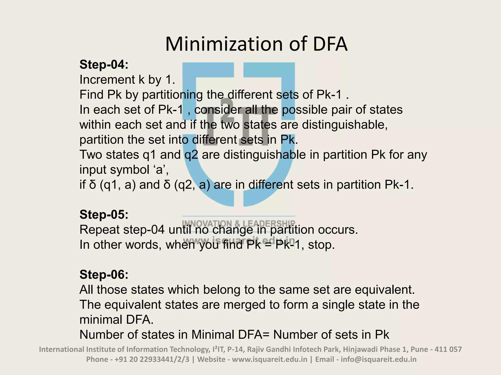 Minimization of DFA | PPTX