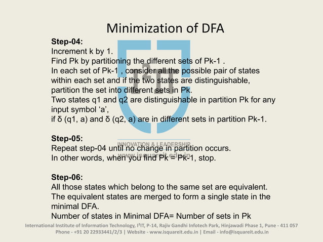 Minimization of DFA | PPTX | Technology & Computing