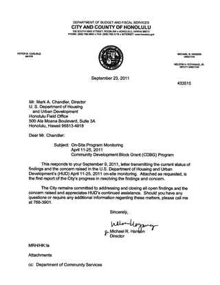 Sept. 23 Honolulu Letter to HUD | PDF