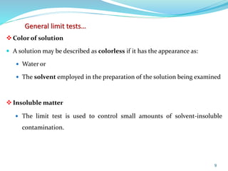 9.LIMIT TESTS Revised.ppt | Pharmaceutical Drugs | Medical Health