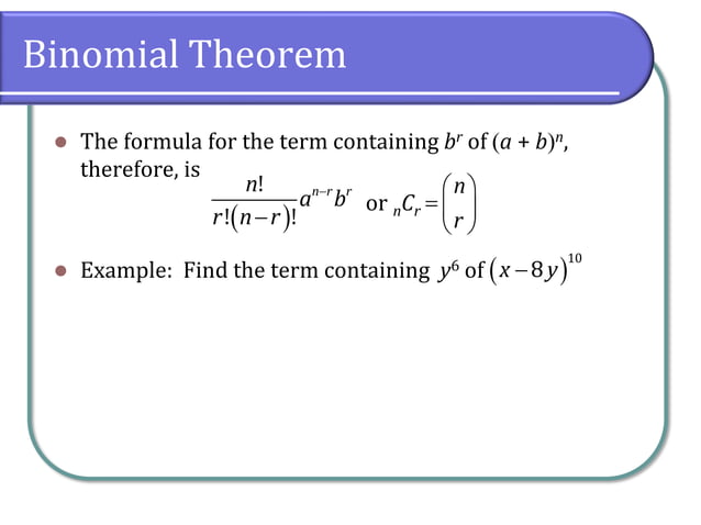 9.6 Binomial Theorem | PPT | Free Download