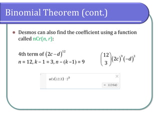 9.6 Binomial Theorem | PPT