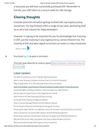 Why You Should Consider ZAP Cryptocurrency Investment | PDF