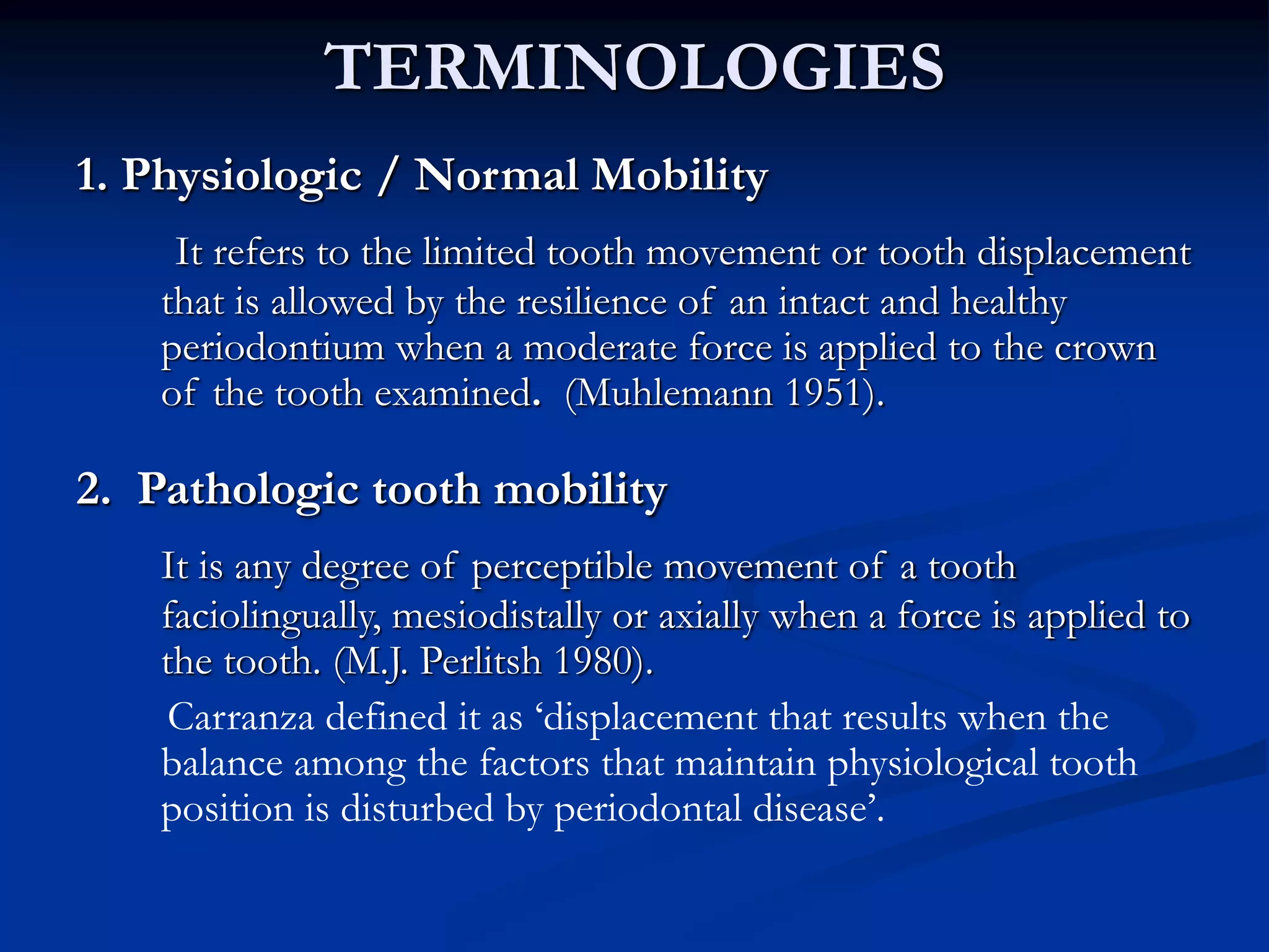 9.Tooth mobility.ppt | Dental Health | Diseases and Conditions
