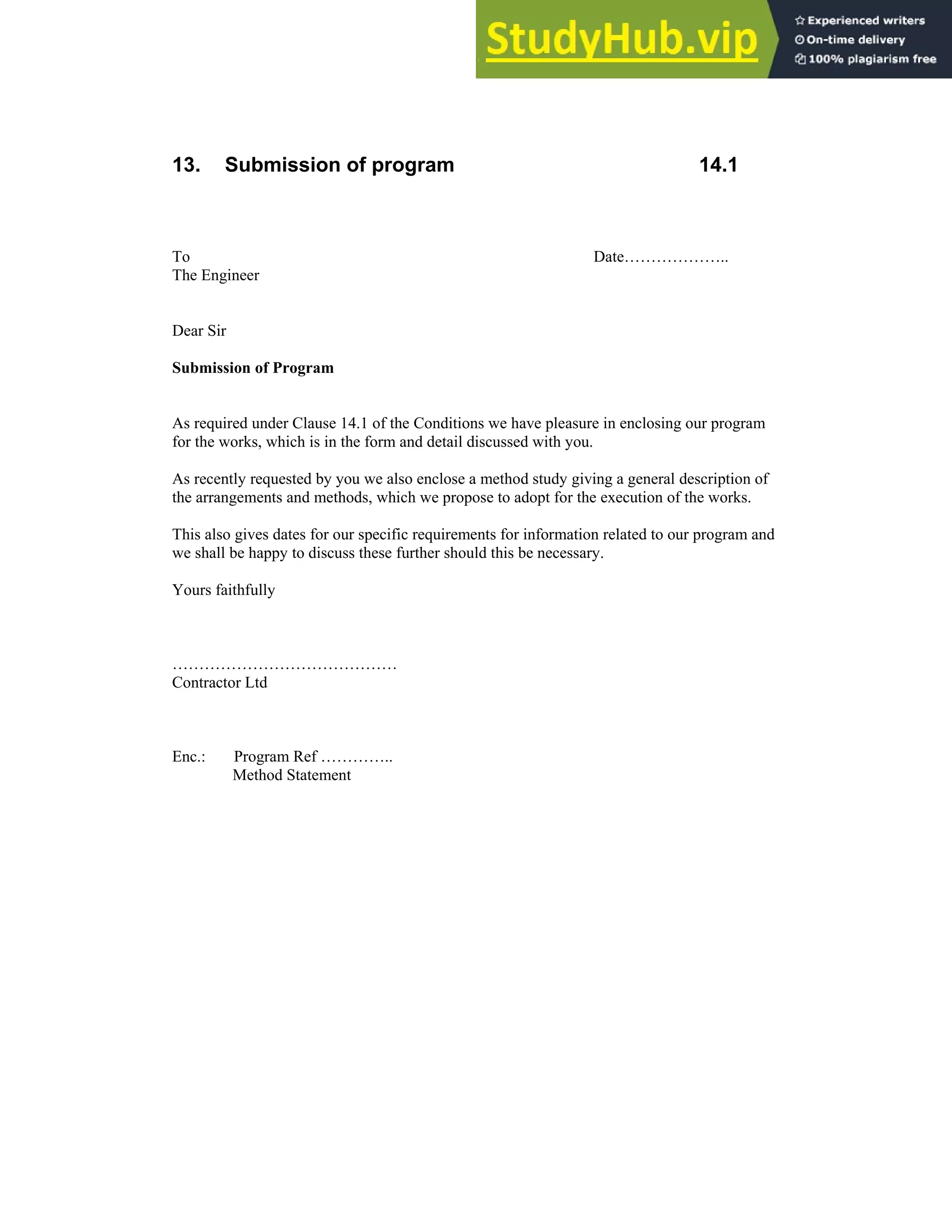 9. Standard Letters And Notices In English Use By The Contractor (With ...