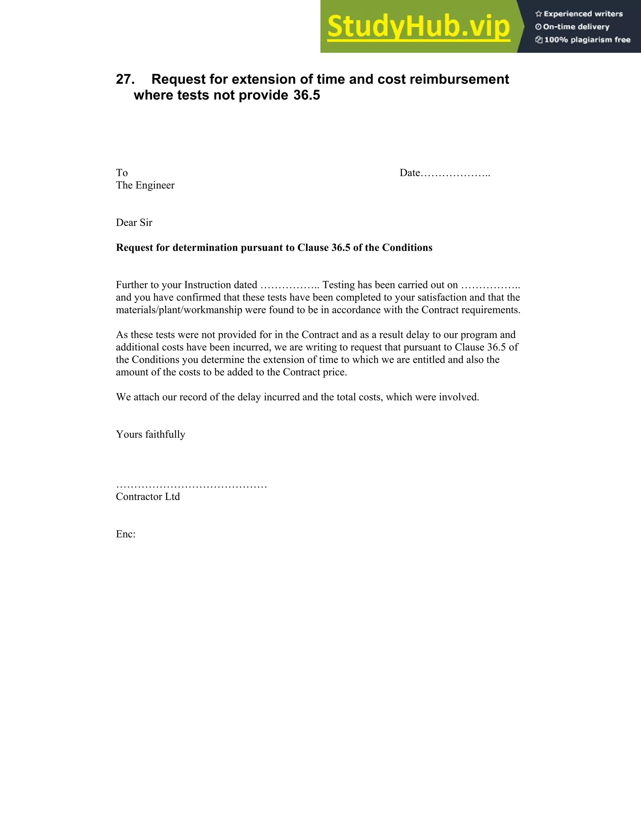 9. Standard Letters And Notices In English Use By The Contractor (With ...