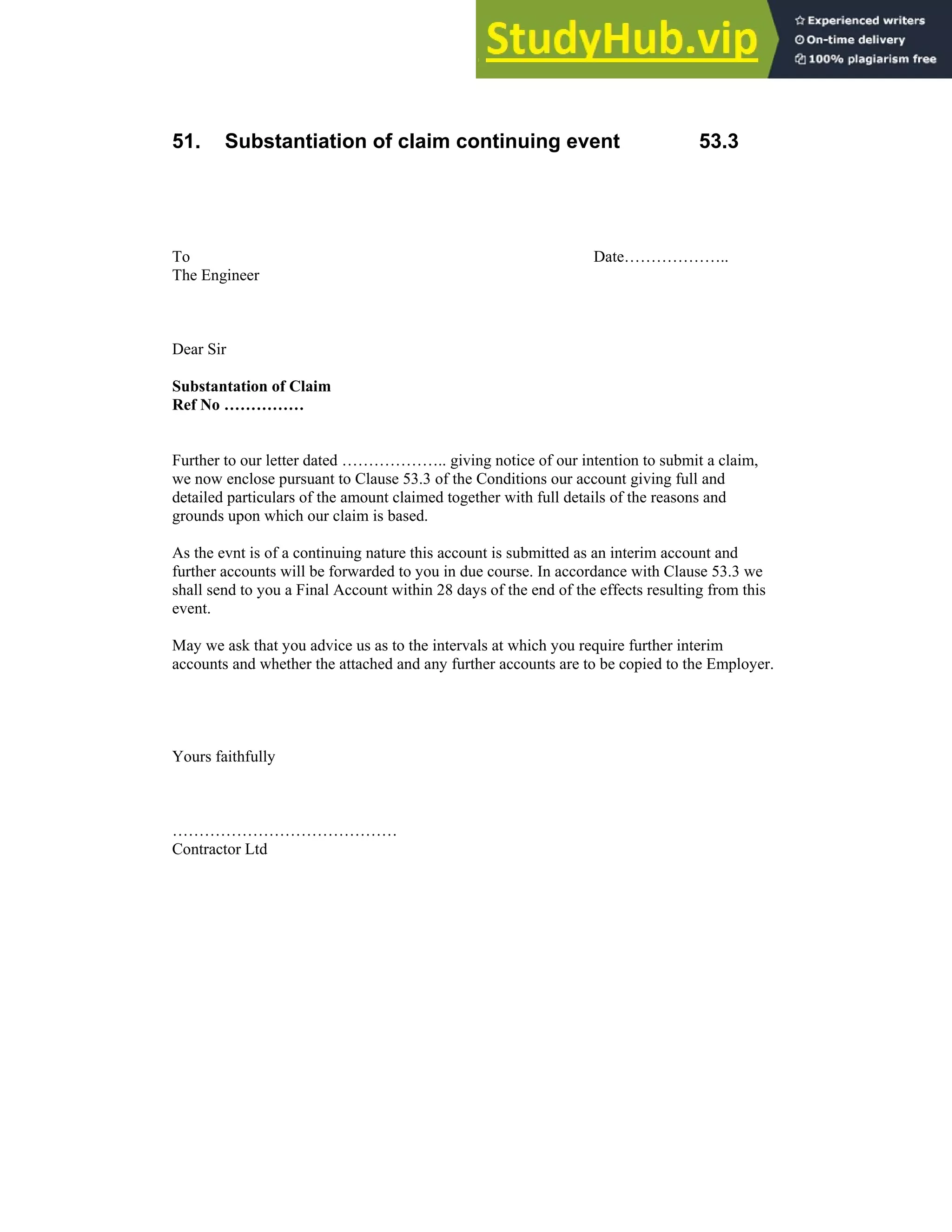 9. Standard Letters And Notices In English Use By The Contractor (With ...