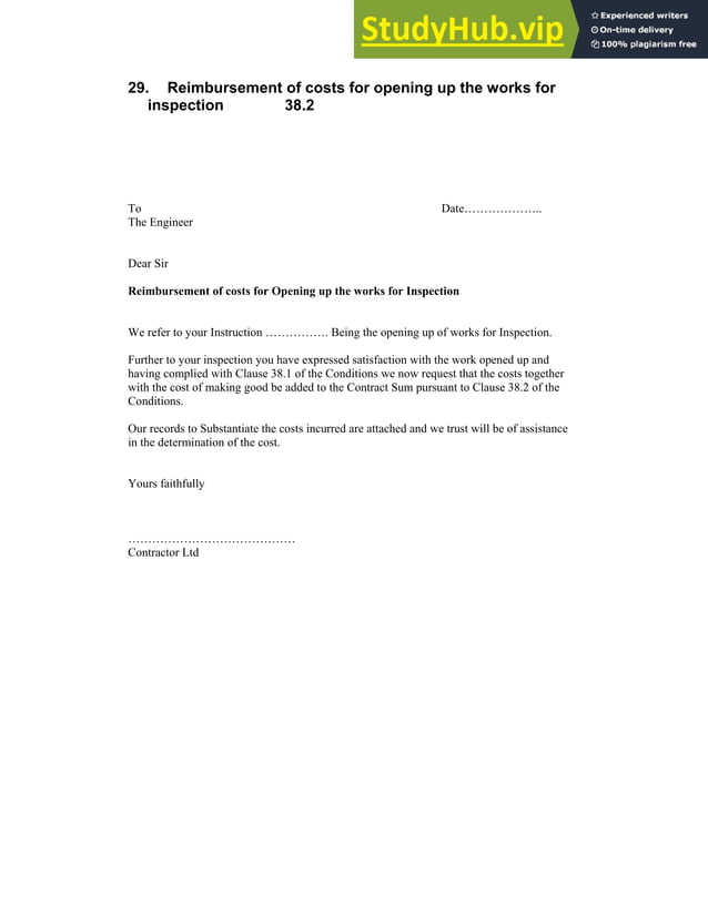 9. Standard Letters And Notices In English Use By The Contractor (With ...